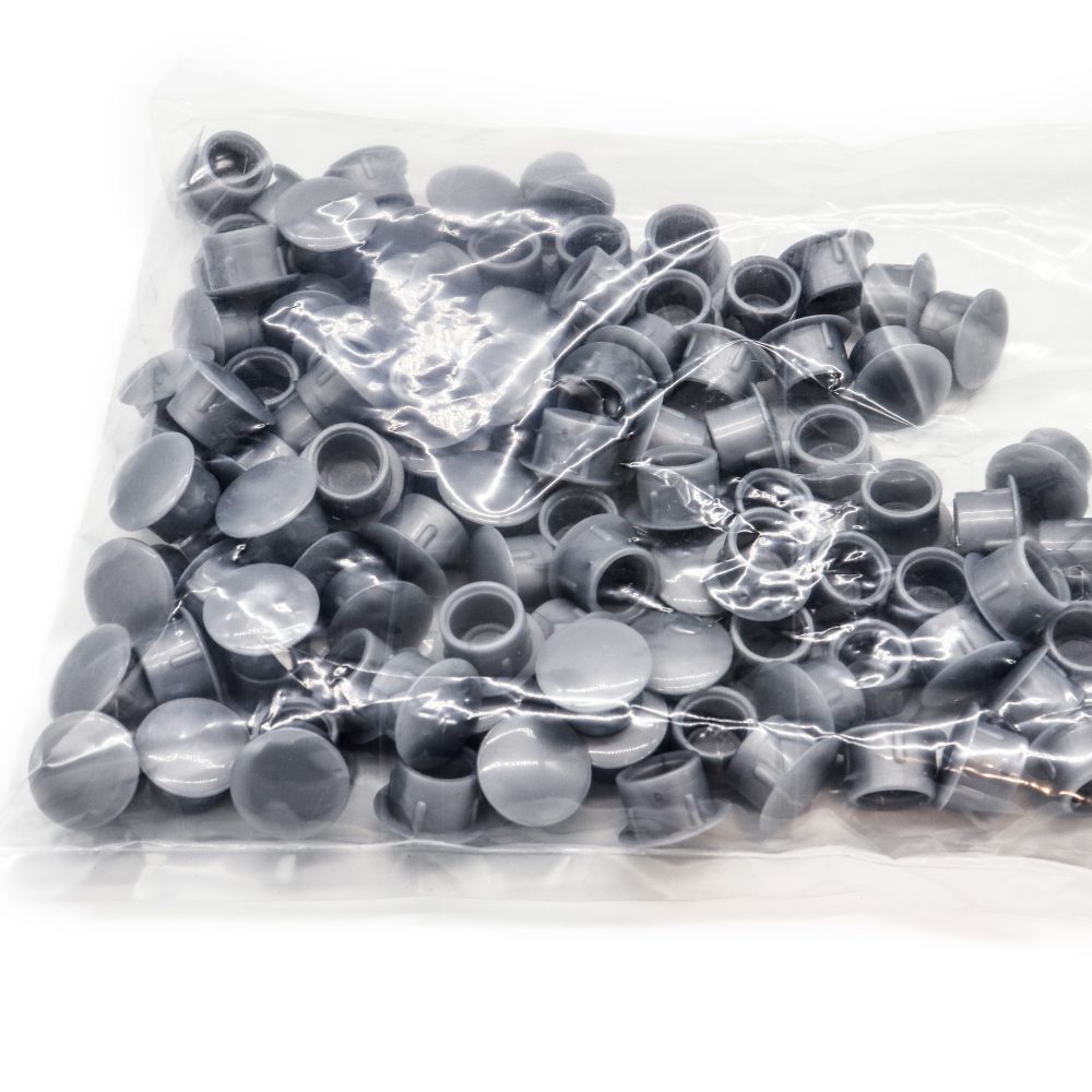 GRAY CAM PLUGS 1/2in - Black - Quantity of 100